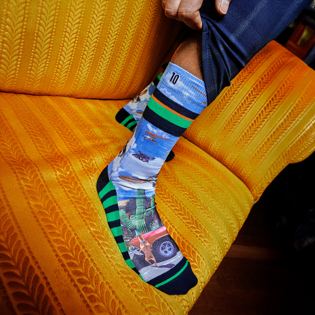 Flappie herensokken met vliegende honden print van XPOOOS AW25